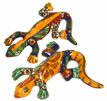 Talavera Gecko Lizards - Mexican Ceramic Wall Art