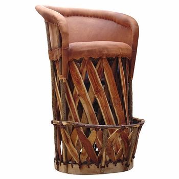 Traditional Mexican Equipale Bar Stool - Cushioned Seat
