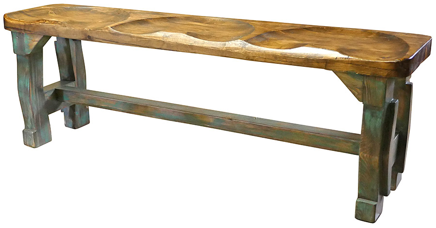 Triple Seat Painted Wood Tractor Seat Bench - Triple