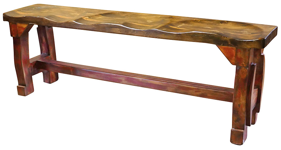 Triple Seat Painted Wood Tractor Seat Bench - Triple