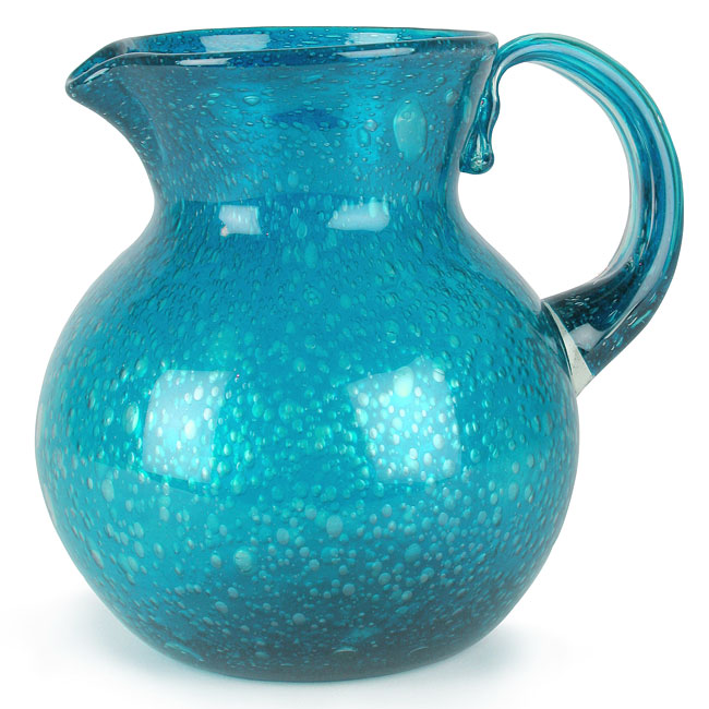 Turquoise Glass Mexican Water Pitcher