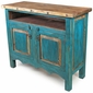 Rustic Painted Wood Wagon Cart TV Entertainment Stand with Storage