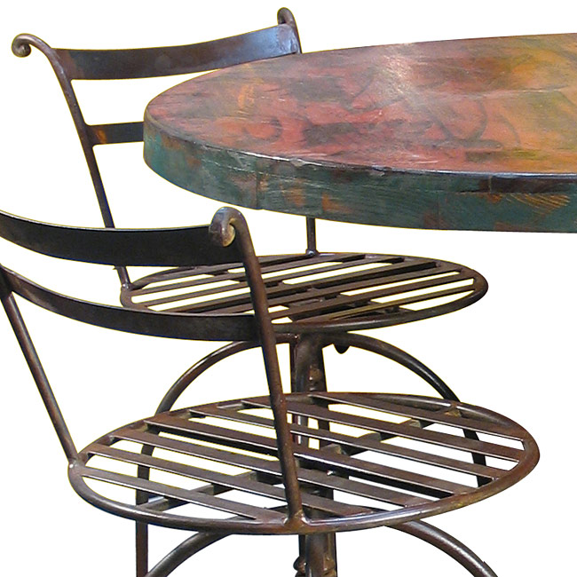 Wagon Wheel Bar Table and 4 Stools