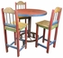 Wagon Wheel Bar Table With 4 Painted Wood Bar Stools