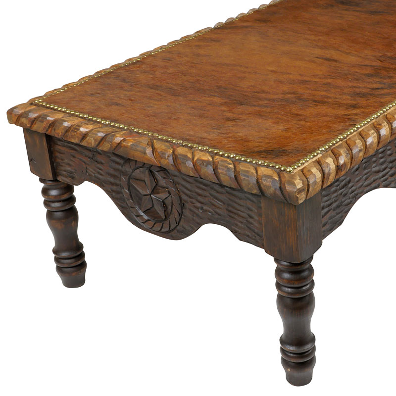 Western Coffee Table with Cowhide Top
