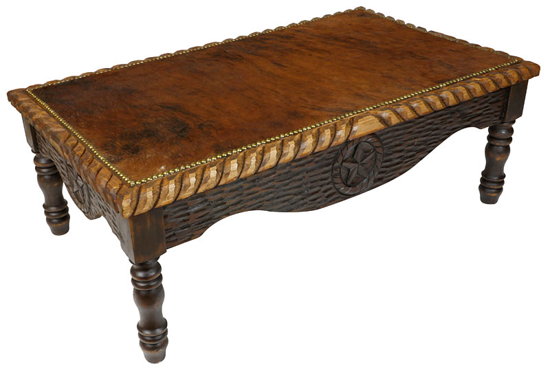 Western Coffee Table with Cowhide Top