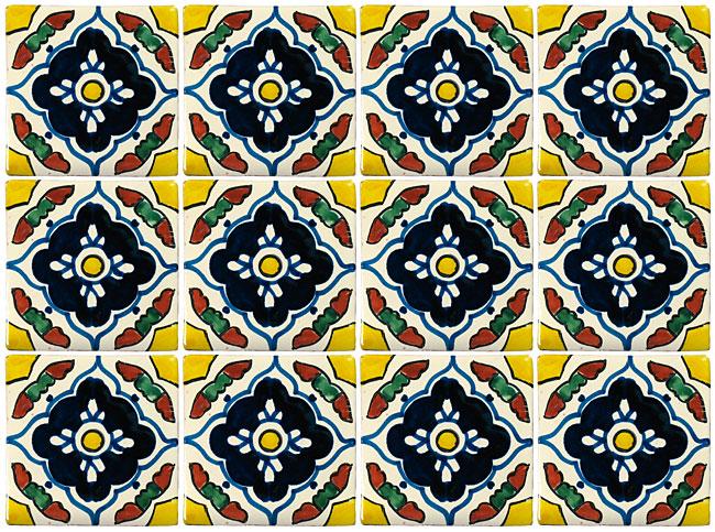Rustic Iron Talavera Top Table - Mexican Patio Furniture