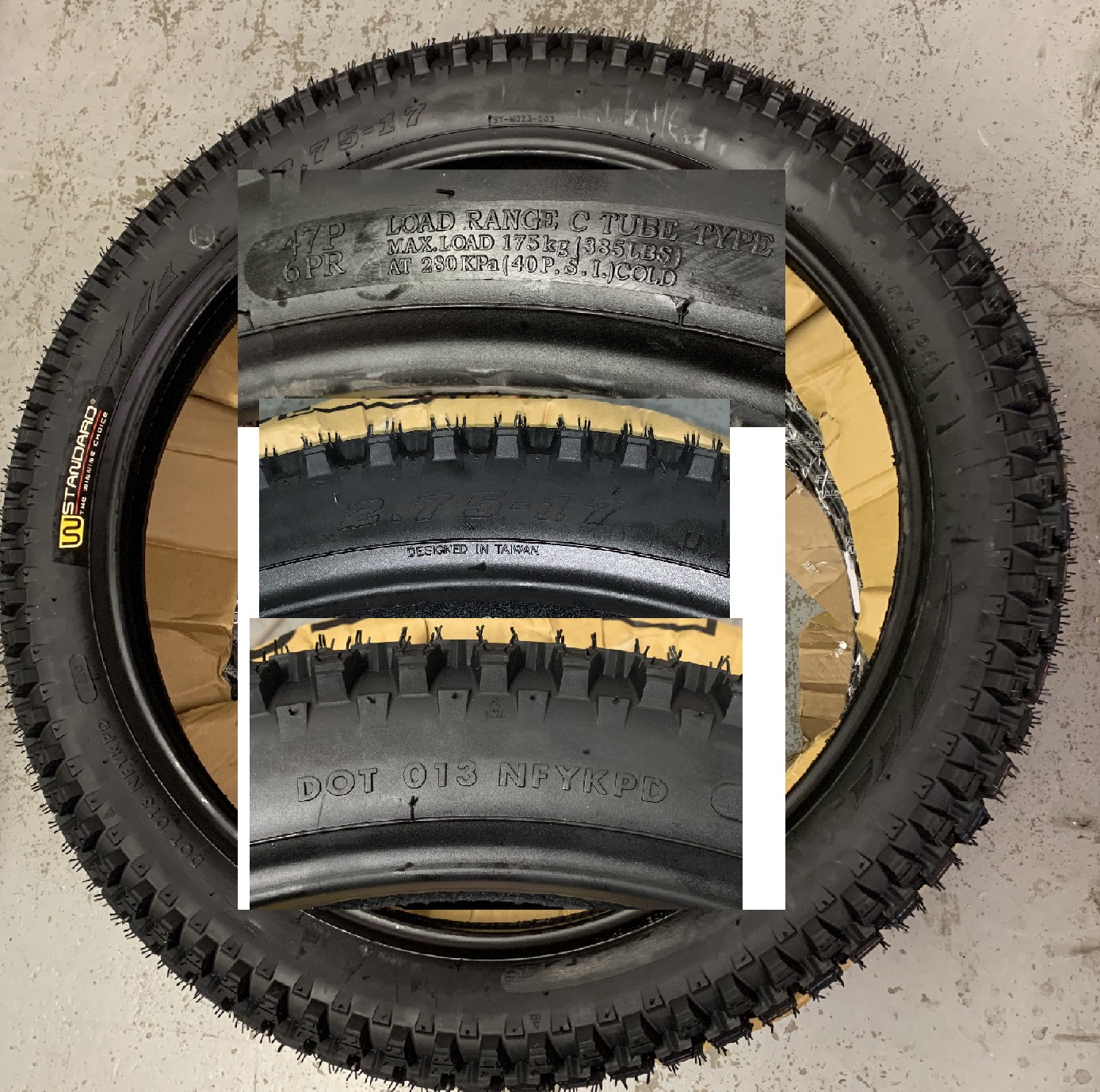 @ 2.75 x 17" TRIALS TREAD TIRE (((6 PLY RATING))) NEW "STANDARD" BRAND ...