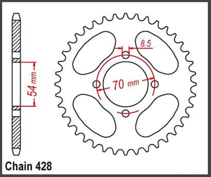 @ 428 CHAIN PITCH TYPE SPROCKET 40 TOOTH WORKS ON PASSPORTS THAT USE ...