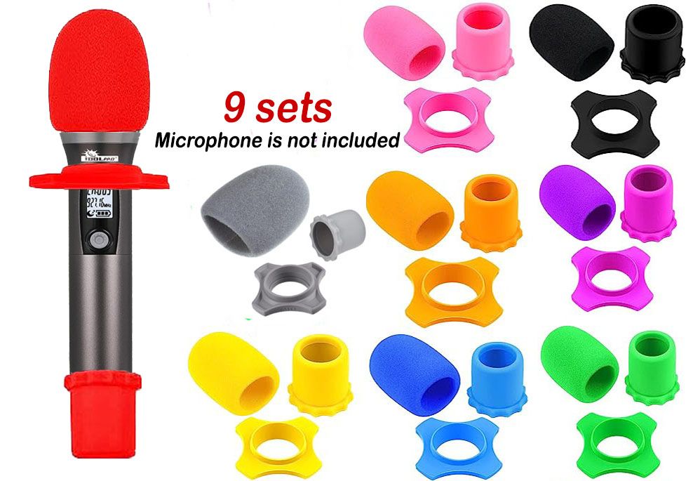 9 Sets Microphone Protection Foam Windscreens, Anti-rolling Rubber ...