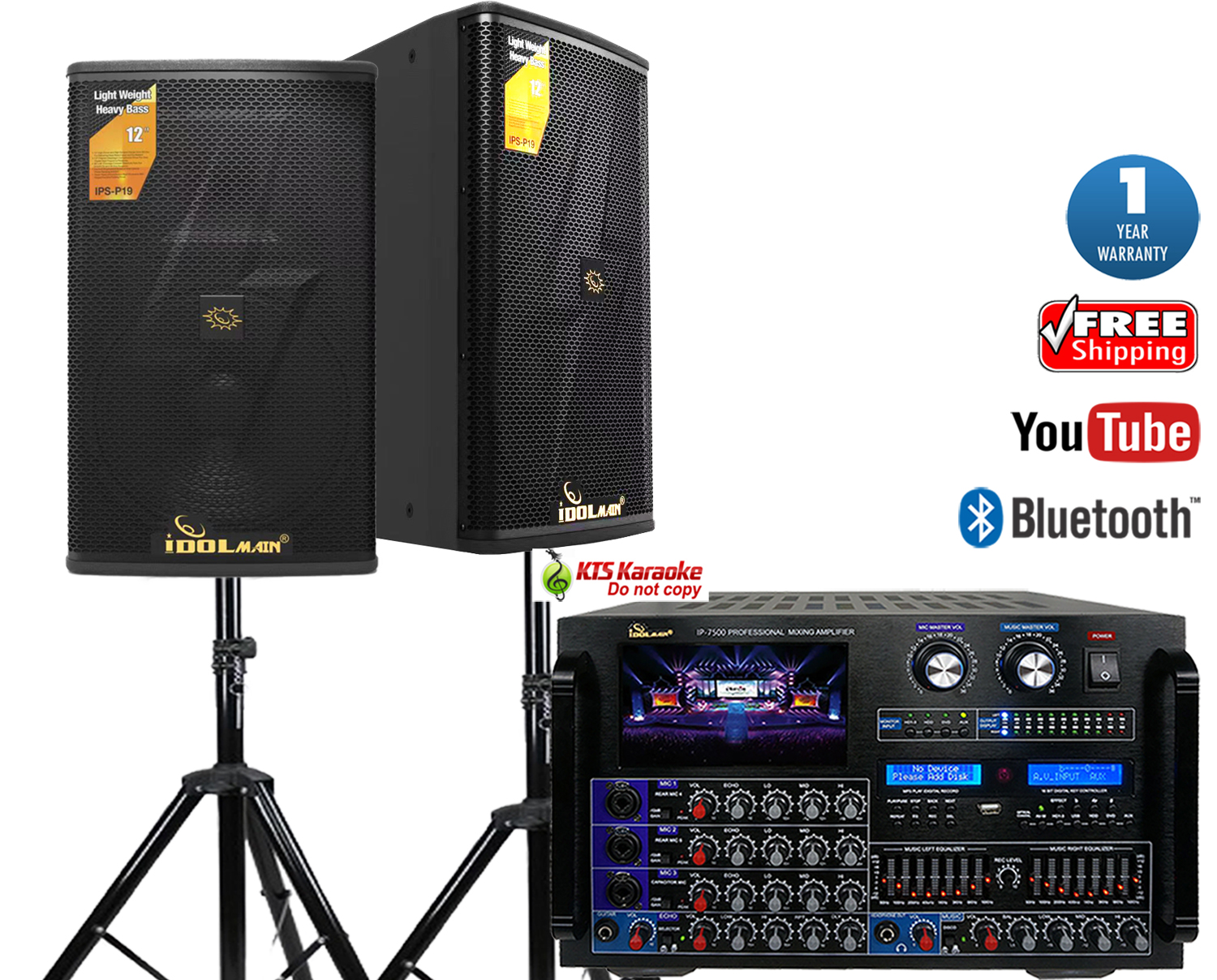 "ASCOMBO18" IP-7500 8000W Professional Mixing Amplifier with 7" LCD ...