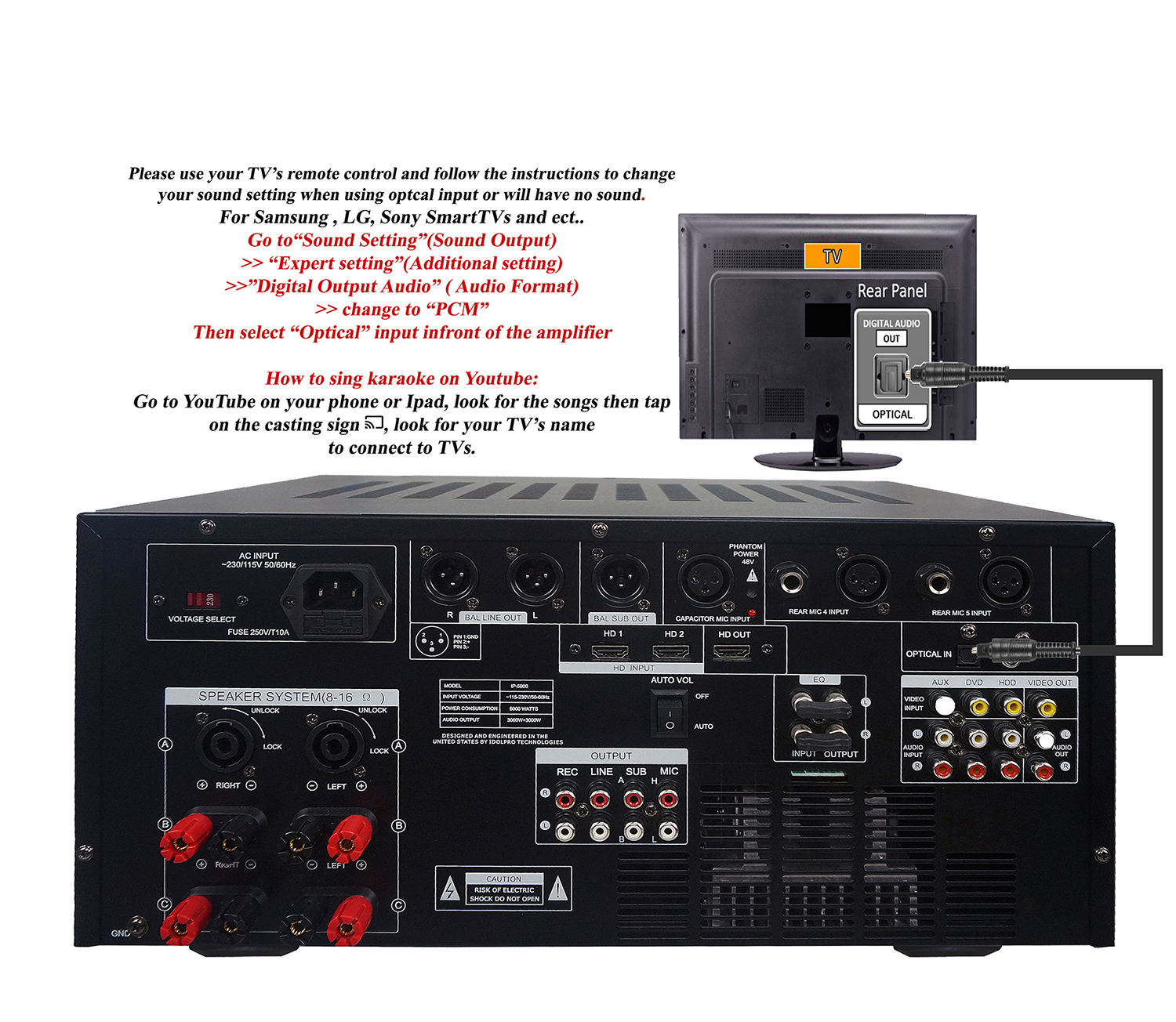 "ASM37" IDOLmain Heavy Bass Karaoke System With 6000W IP-5900 Mixing ...