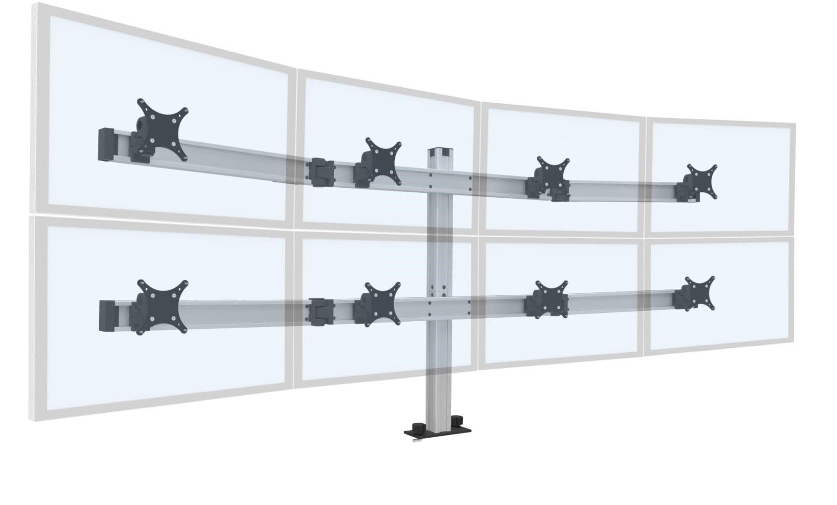 Multi Monitor Stand | Quad Monitor Stand | Mounts Eight Monitors