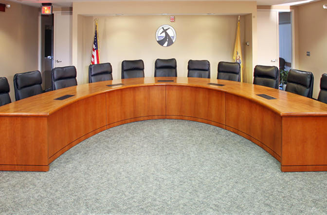 Coucil Chamber Desk Seats 8-9 | Social Distancing Panels