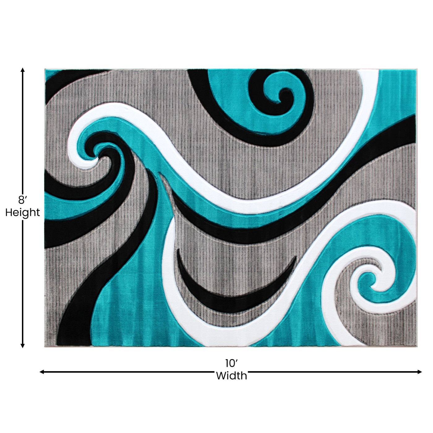 Athos Collection 8' x 10' Turquoise Abstract Area Rug - Olefin Rug with ...