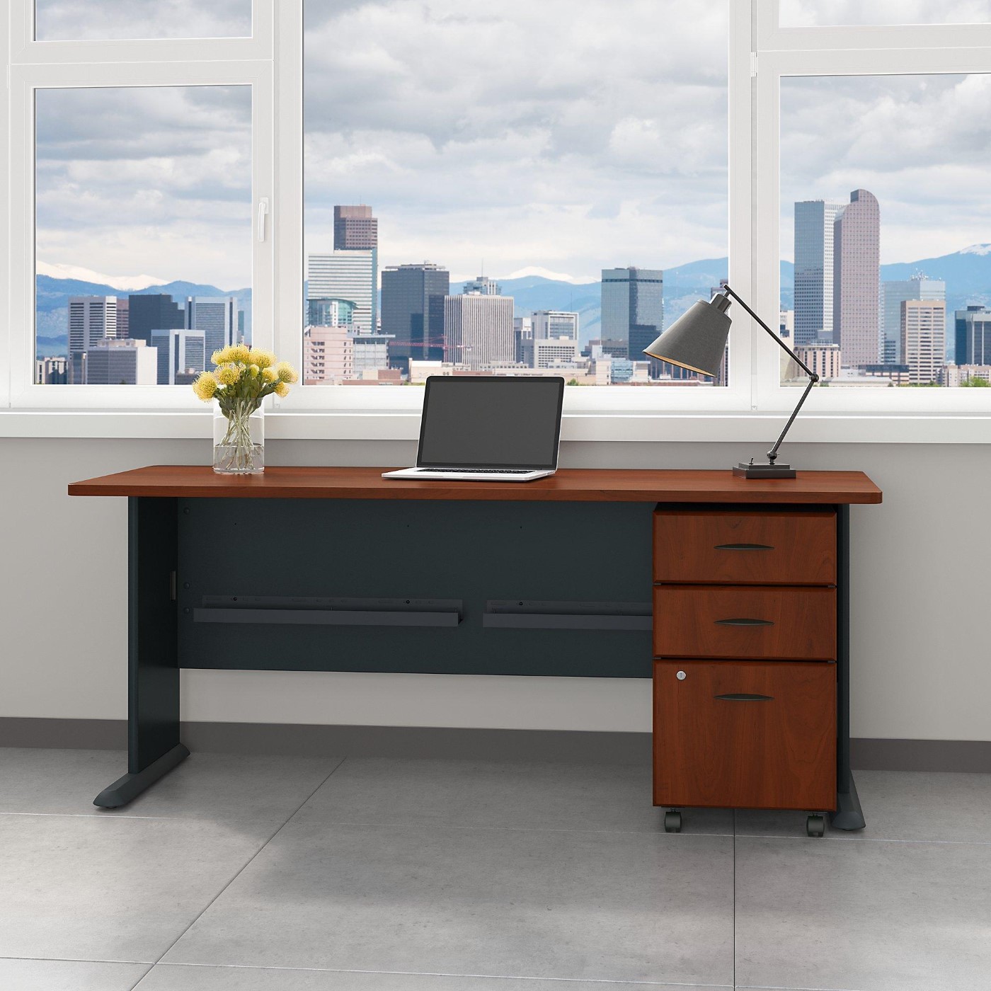 72 inch Desk with Mobile File Cabinet|Free Shipping with ErgonomicHome.com