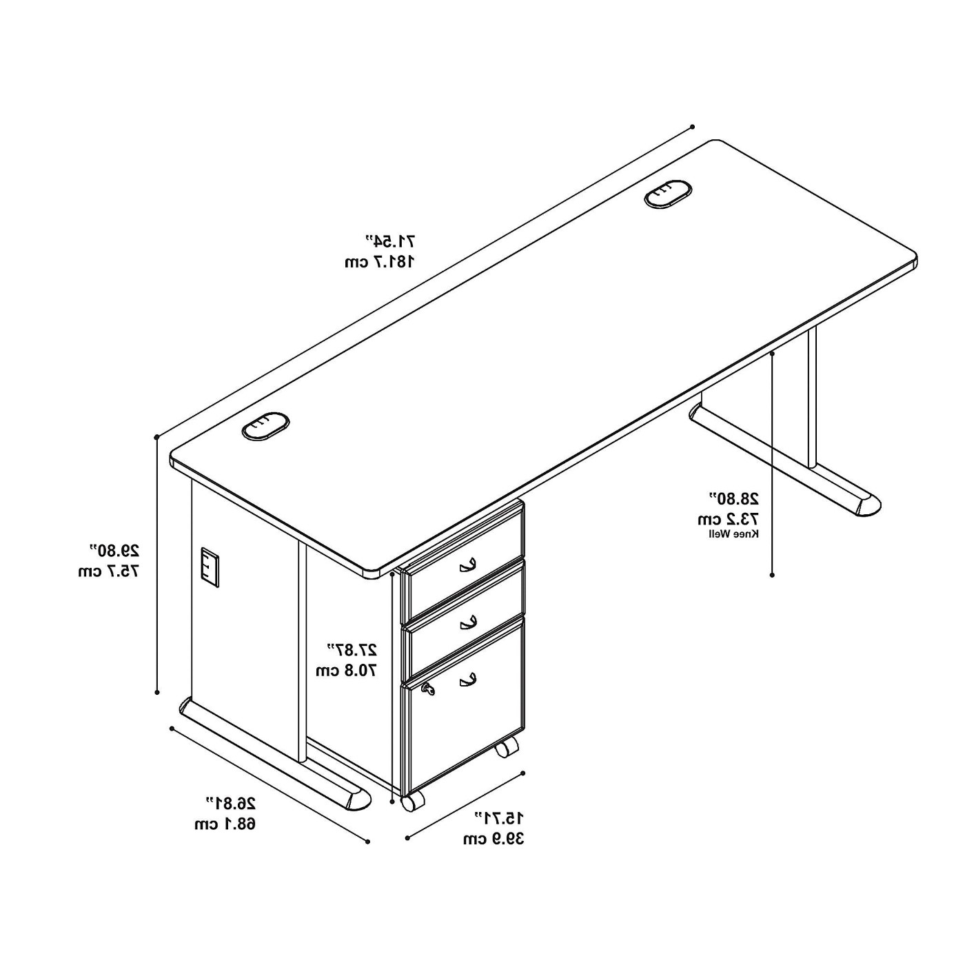 72 inch Desk with Mobile File Cabinet|Free Shipping with ErgonomicHome.com