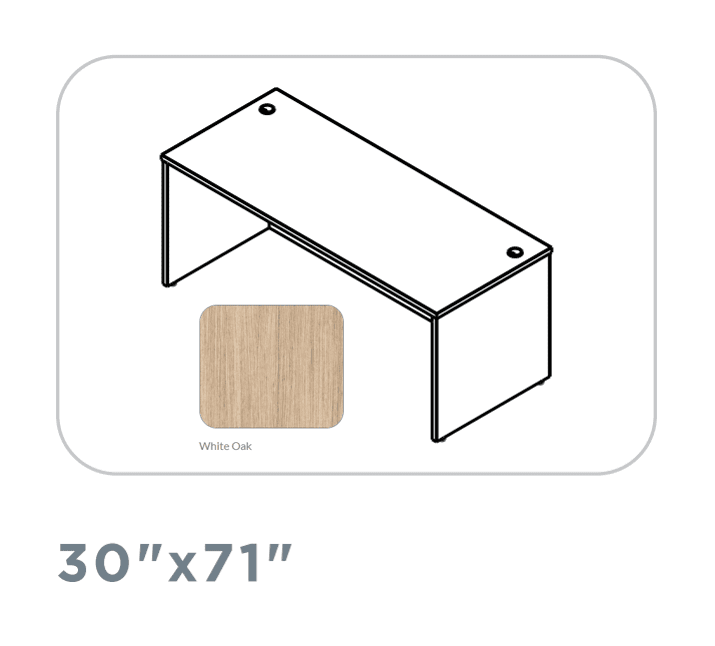 Ergonomic Home 30"X71" DESK SHELL WITH FULL MODESTY PANEL WHITE OAK ...