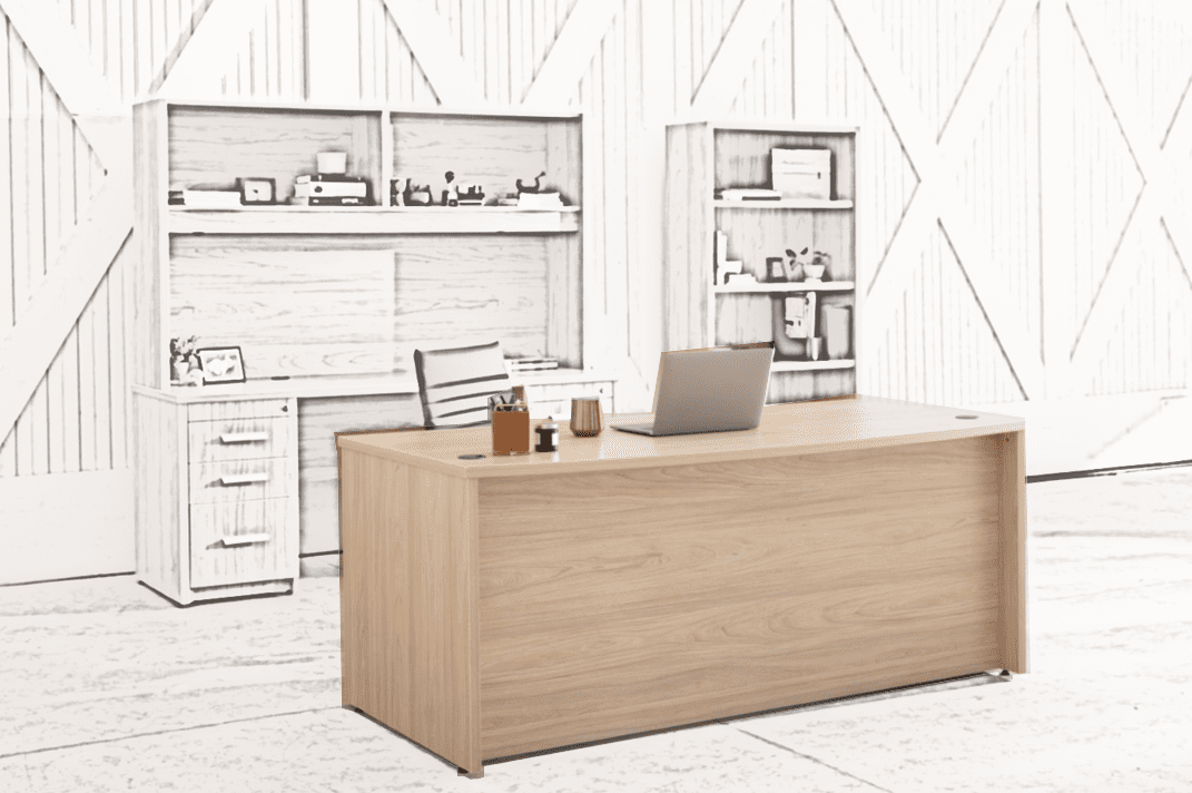 Ergonomic Home 30"X71" DESK SHELL WITH FULL MODESTY PANEL WHITE OAK ...