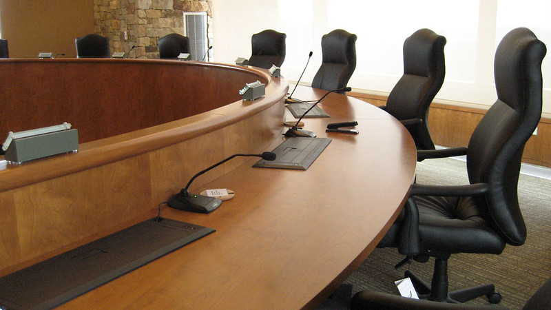 Council Chambers Dais Desk Seats 12 | Social Distancing Panels