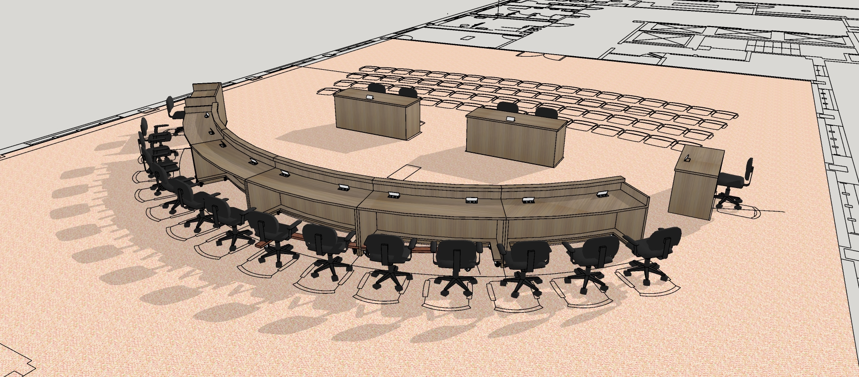 Council Chambers Dais Desk Seats 12 | Social Distancing Panels
