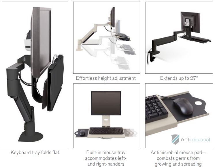 Innovative 7509-1000-HY LCD Articulating Arm | W/Keyboard Tray | Near ...
