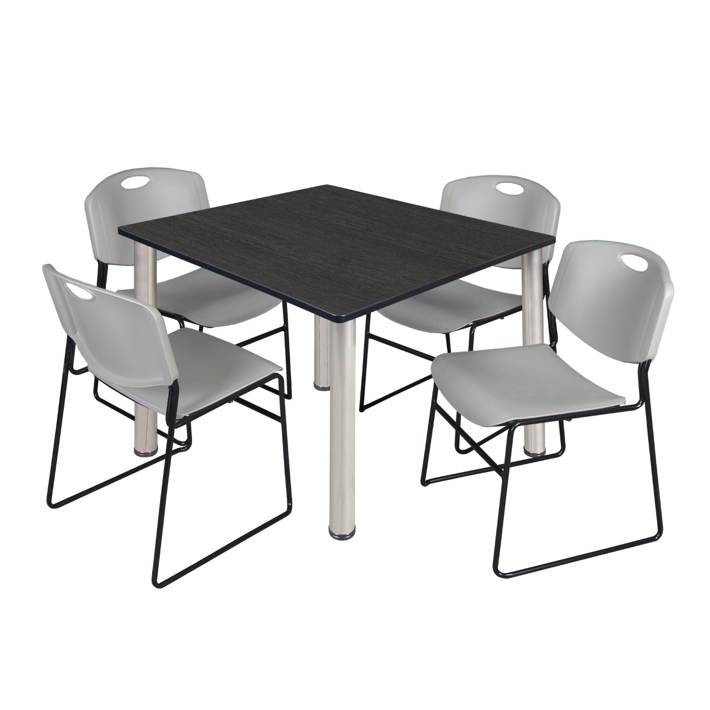 tb4848agbpcm44gy | 48" Square Breakroom Table- Ash Grey/ Chrome & 4 ...