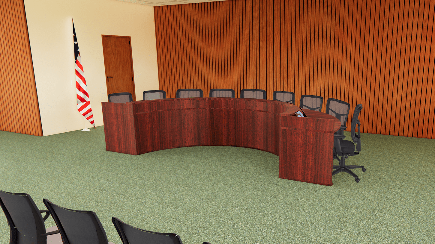 Crescent Shaped Council Chambers Desk | Dias Furniture | Seats 9