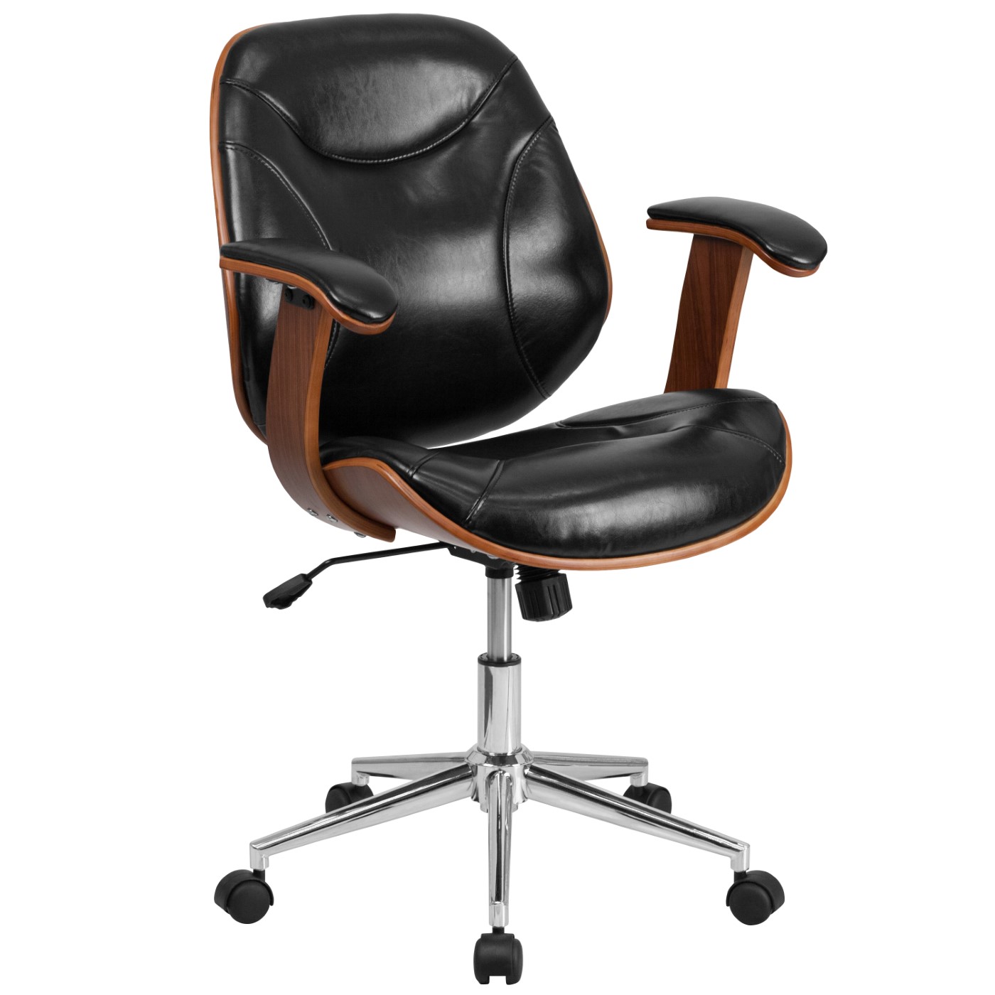 Flash Furniture Mid Back Leather Executive Wood Swivel Office Chair