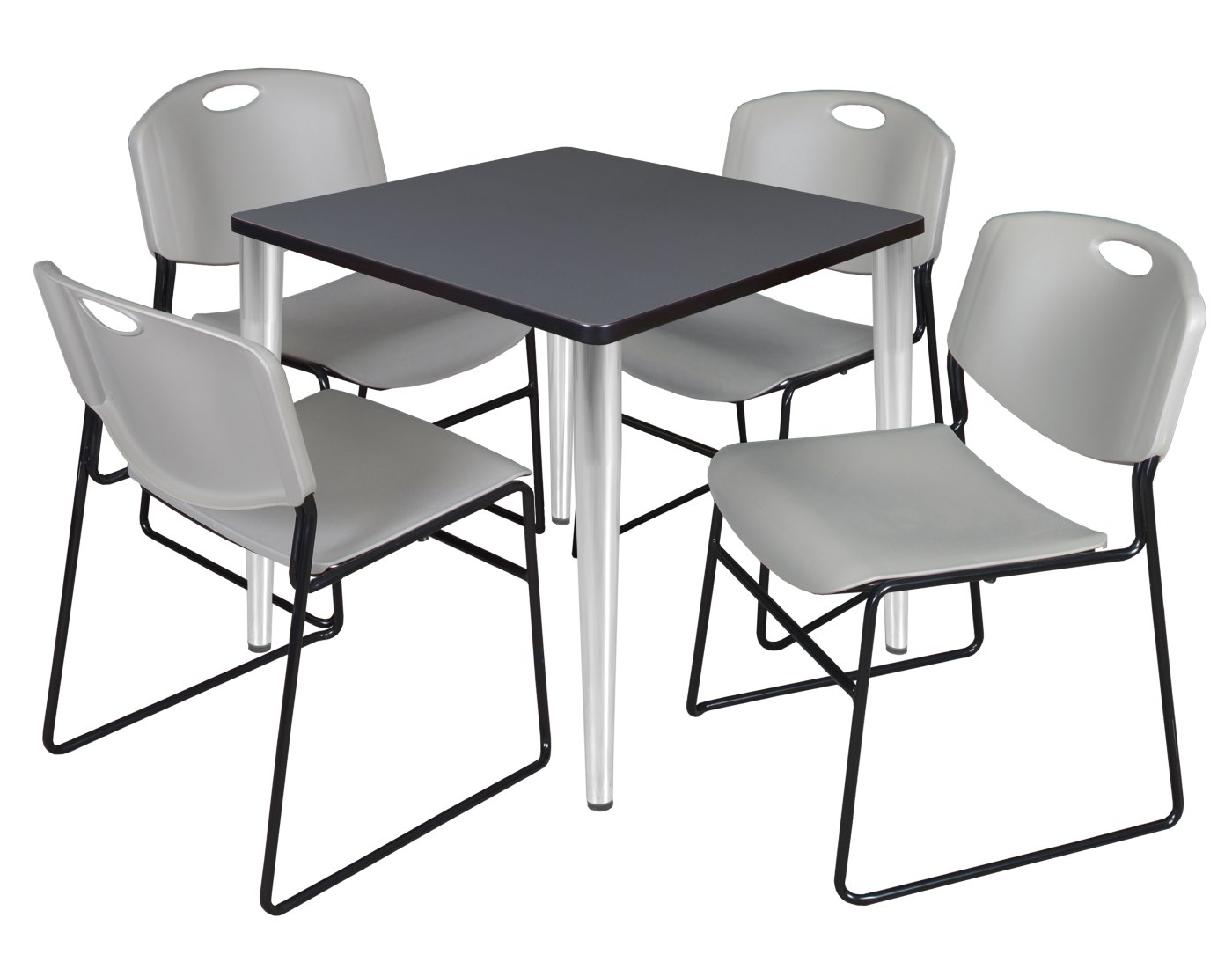 tpl3030gycm44gy | 30 in. Square Breakroom Table- Grey Top, Chrome Base ...