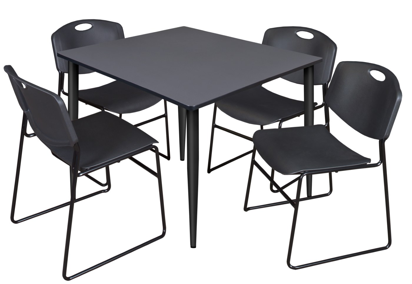 tpl4848gybk44bk | 48 in. Square Breakroom Table- Grey Top, Black Base ...