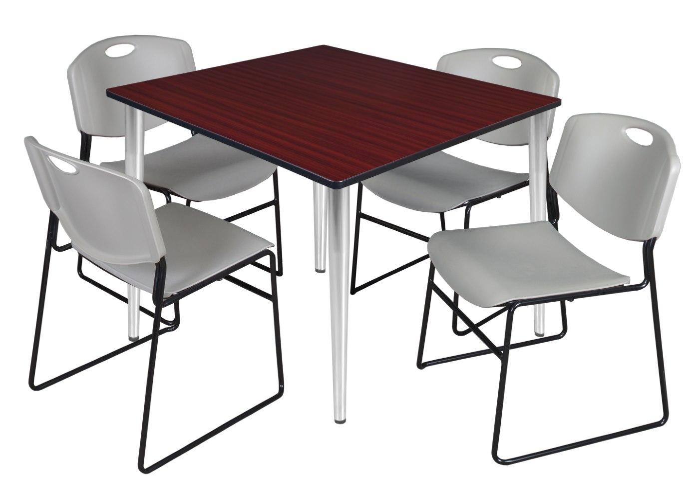 tpl4848mhcm44gy | 48 in. Square Breakroom Table- Mahogany Top, Chrome ...