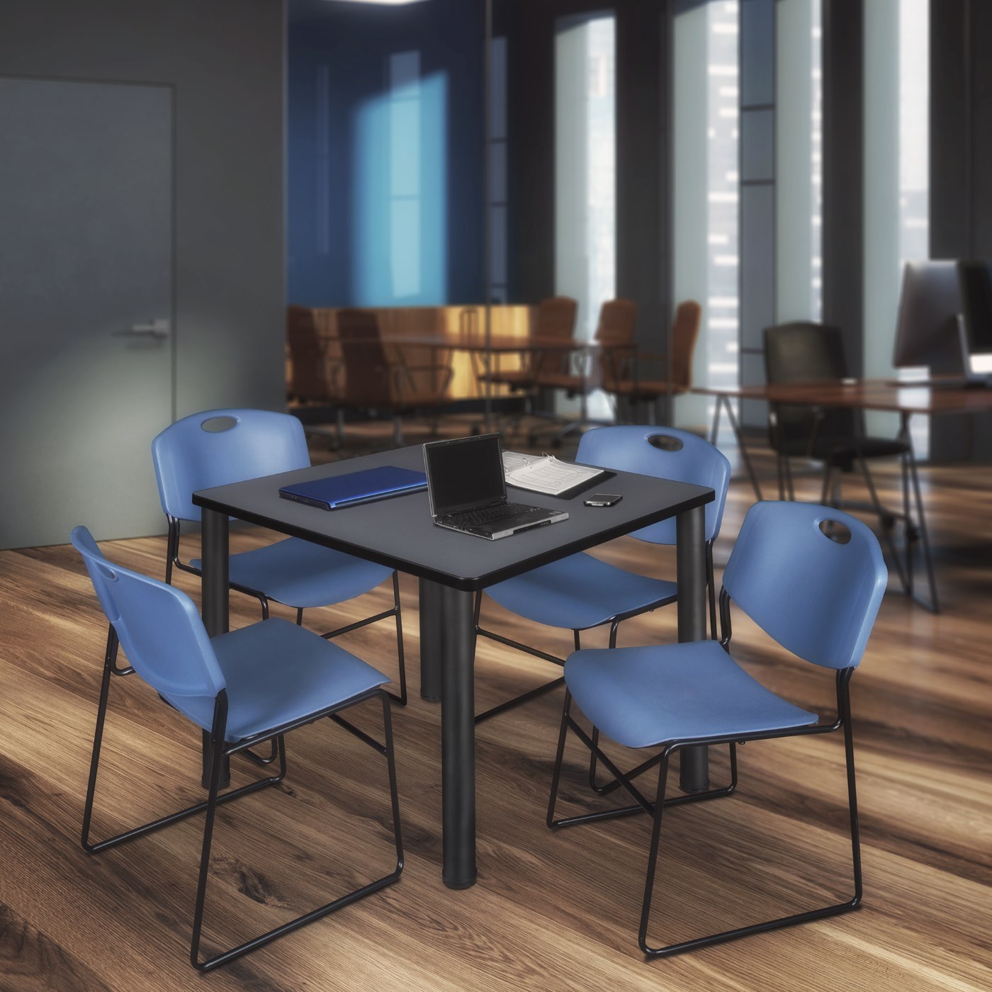 tb4848gybpbk44be | 48 in Square Breakroom Table- Grey Top, Black Legs ...