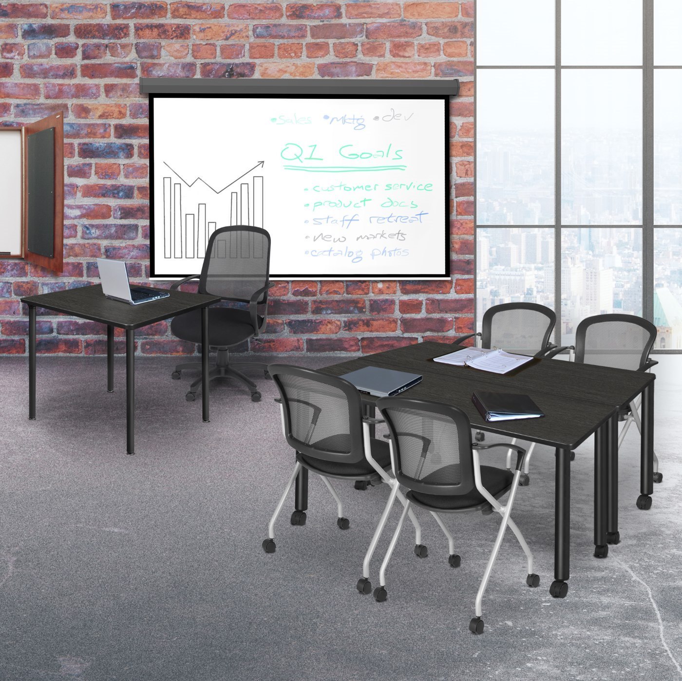 mtc6624agbk | 66 x 24 in. Mobile Training Seminar Table- Ash Grey Top ...