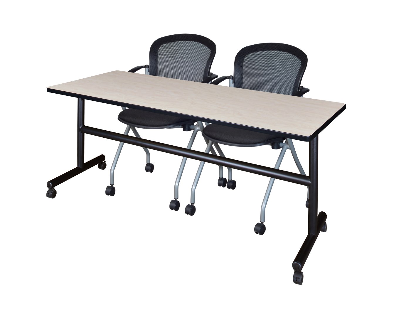 mkft7224pl23bk | 72 x 24 in. Flip-Top Training Nesting Table- Maple, 2 ...