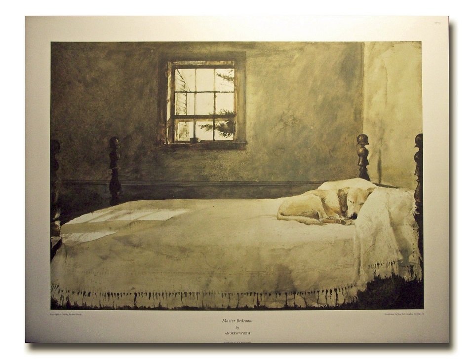 Andrew Wyeth - Master Bedroom - Dog Sleeping on Bed Print UNAVAILABLE