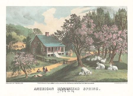 Currier and Ives - American Homestead Spring - Country Farm Print ...