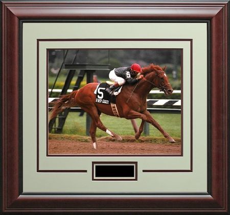 Framed Easy Goer Winning Travers at Saratoga in 1989