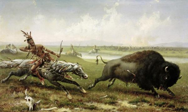 Native Americans Hunting Bison