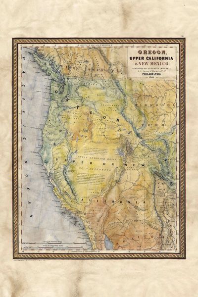 Lisa Middleton - Oregon and Upper California Map - Canvas Giclee