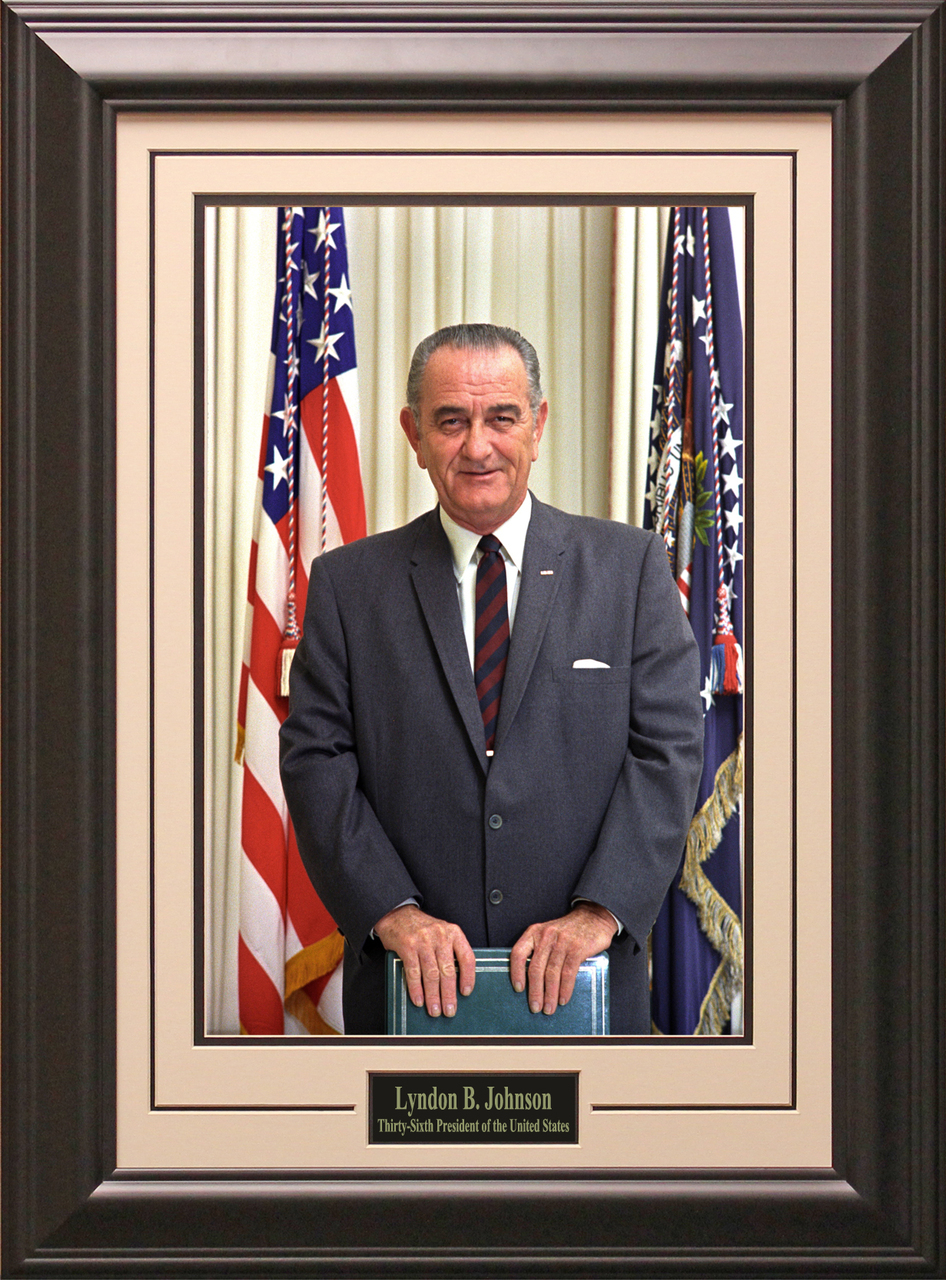 Lyndon Johnson - 36th President of the U.S. - Framed and Matted Photo