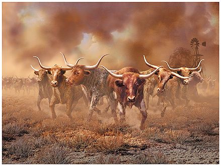 Roberta Wesley - Day of the Horns - Longhorn Print