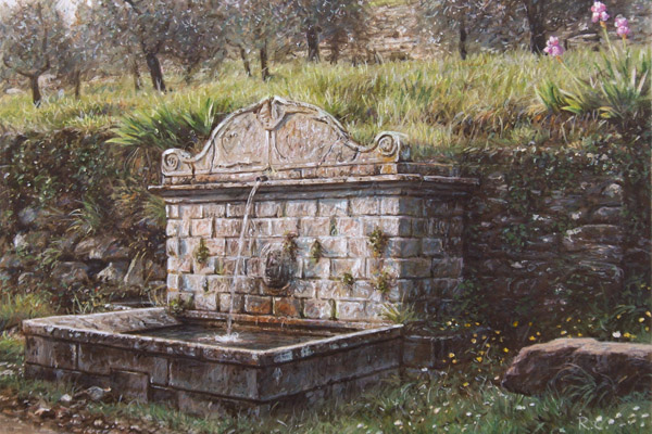 Rod Chase - Tuscan Fountain - Italian Print UNAVAILABLE
