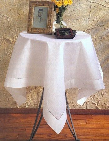 36" Linen Table Topper-White