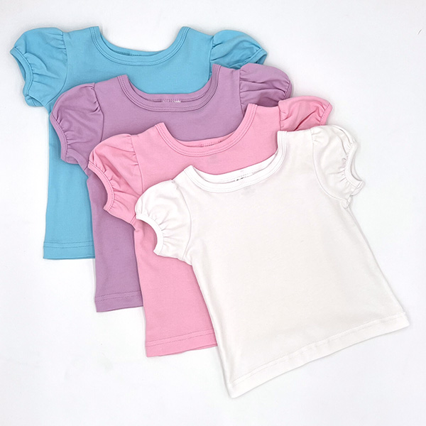 Aqua 100% Cotton Girls Puff Sleeve T-shirt