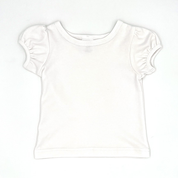 White 100% Cotton Girls Puff Sleeve T-shirt