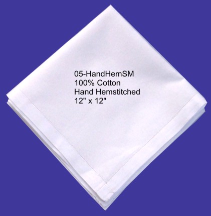 Hemstitched 100% Cotton 12" Handkerchief