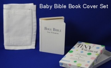 Linen Baby Bible Book Cover WITH Bible