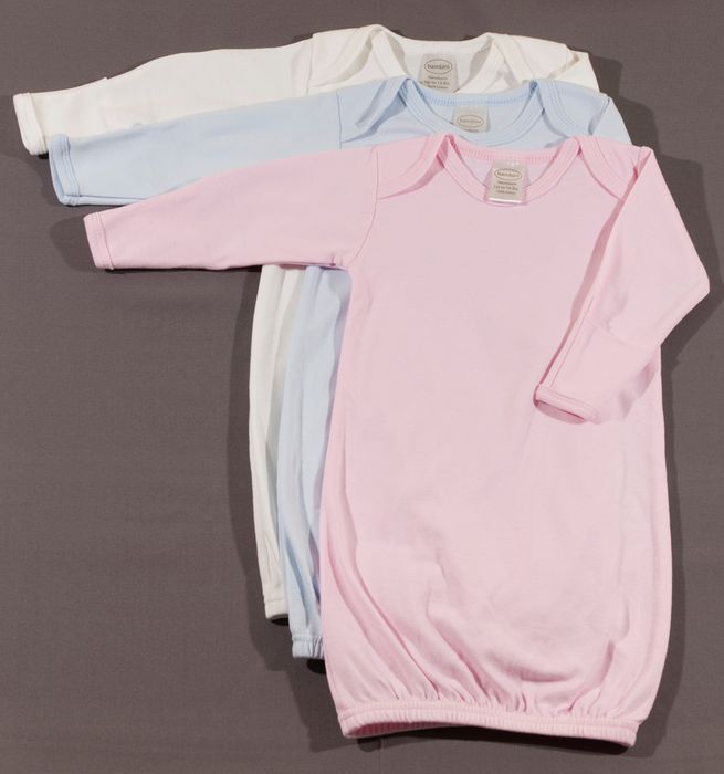 Newborn Infant Layette Gown - 100% Cotton Interlock