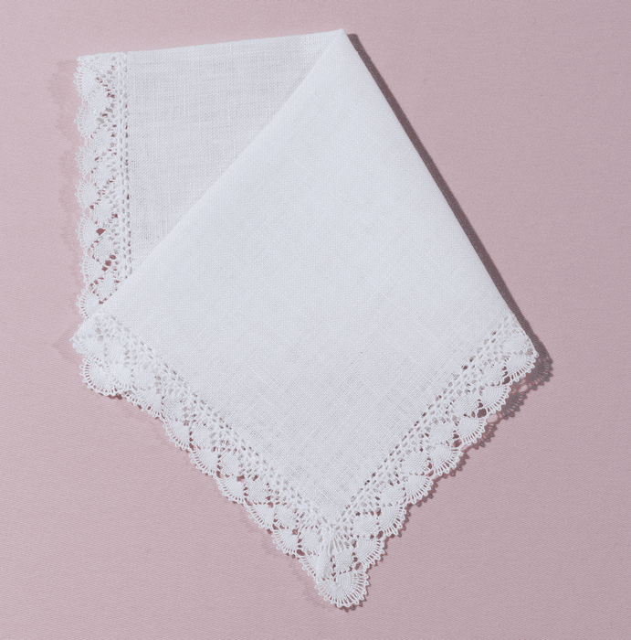Nosegay Hand Made Bobbin Lace and 100% Linen Handkerchief